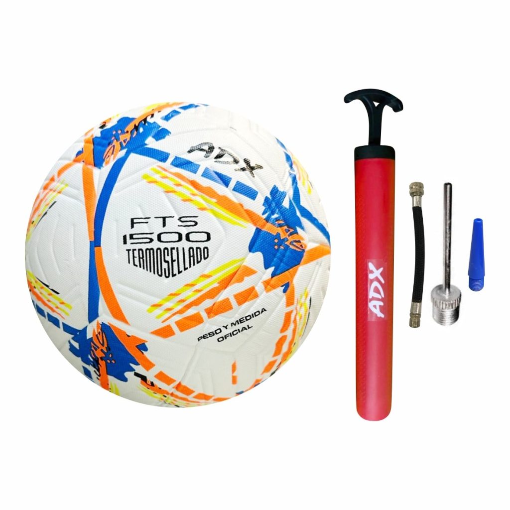 BALON FUT TERMOSELLADO REGLAMENTARIO 420g ADX C/BOMBA FX-1500 – ADX